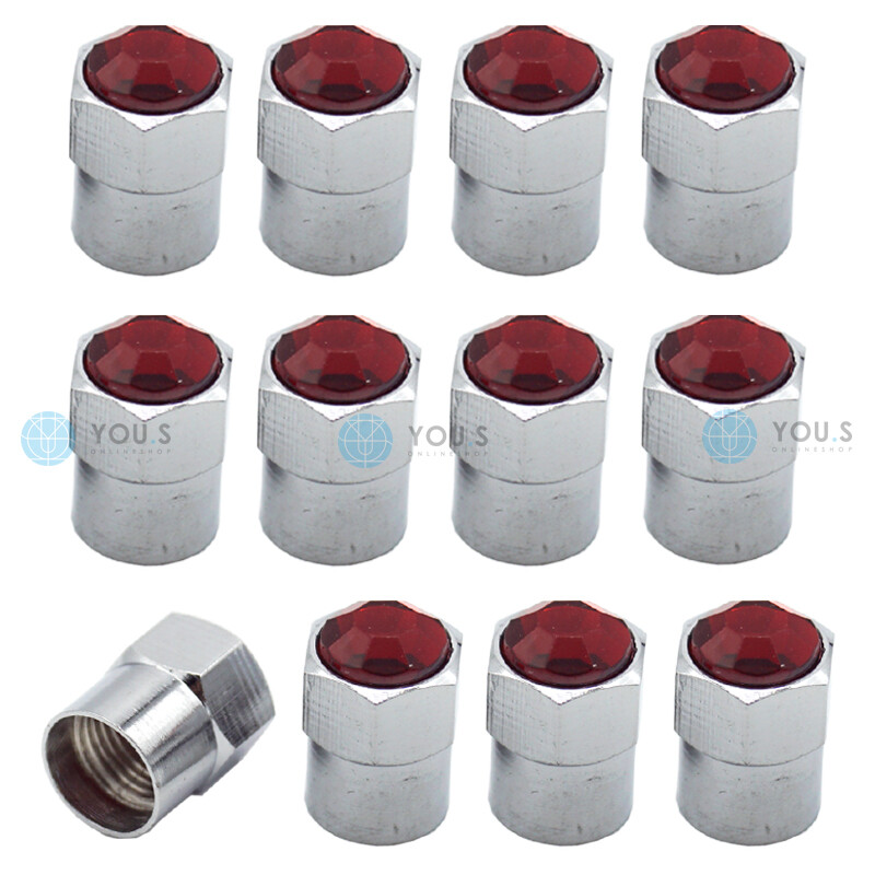 20 X You.S Rhinestone Red Valve Caps Cap For Car Valve Motorcycle Bike ...