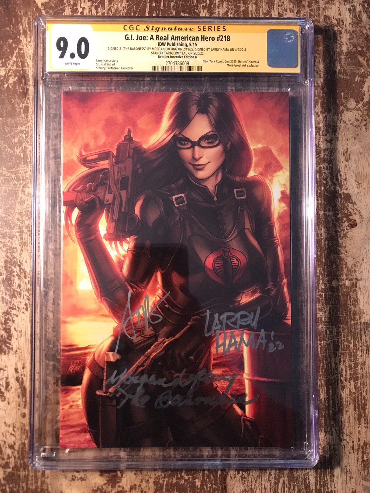 G.I. Joe 218 CGC 9.0 SS Signed Stanley Artgerm Lau, Larry Hama & Morgan ...
