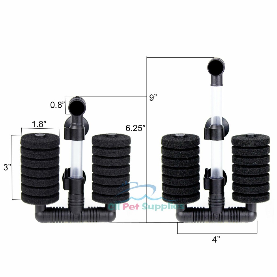 Aquarium Double Sponge Filter Fish Tank 10 Gal with Accessories | eBay