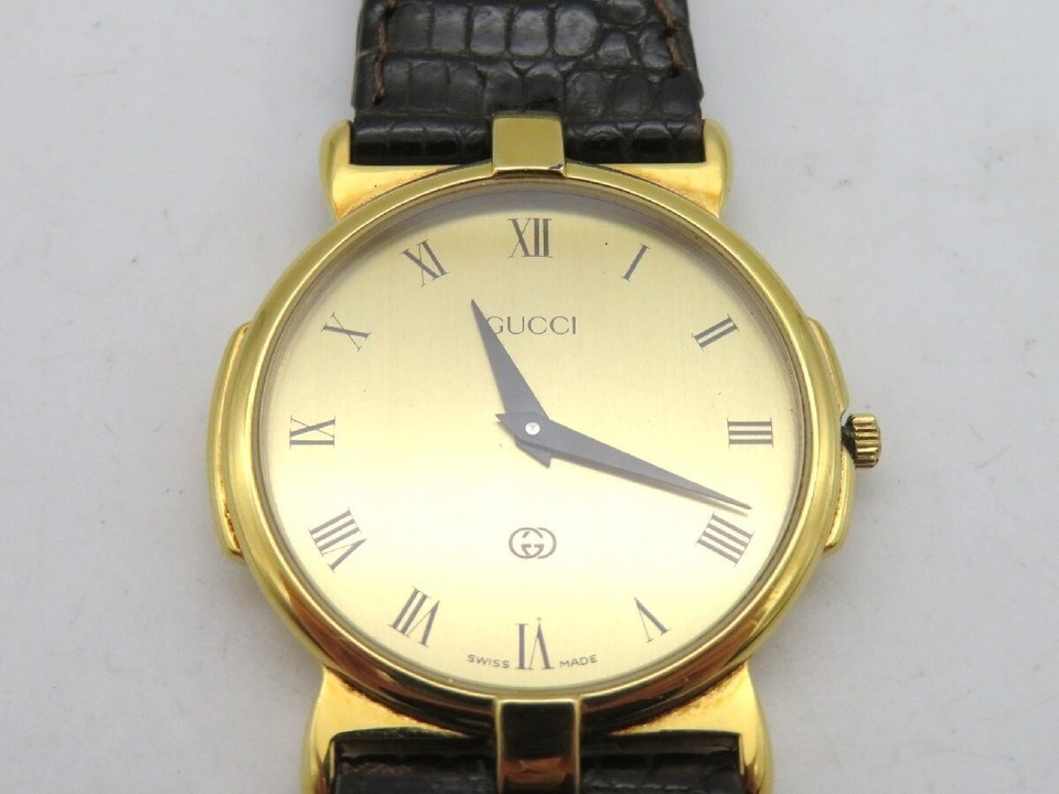 [Exc+5] GUCCI 3400M Gold Dial Plated Men's Quartz Watch From JAPAN Used ...