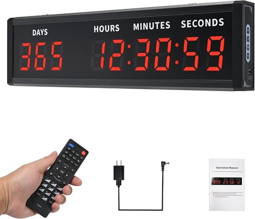 Digital Countdown Clock, LED Large Display Count Up/Count Down Timer ...