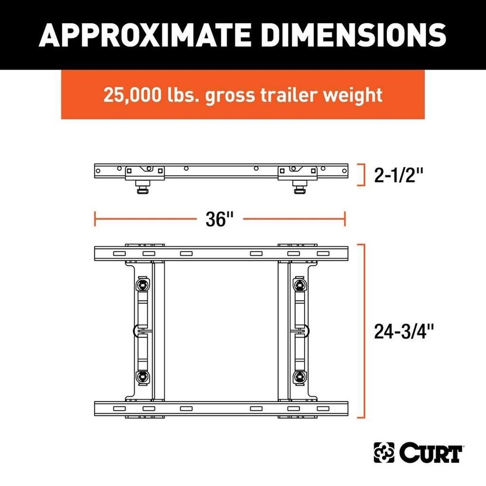 CURT PUCK SYSTEM 5TH WHEEL ADAPTER W/ RAILS FOR SILVERADO SIERRA HD ...