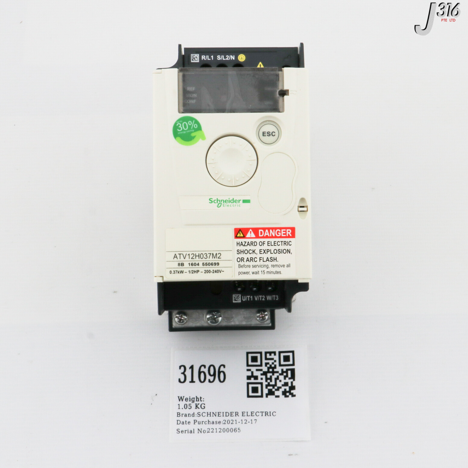 31696 SCHNEIDER ELE ALTIVAR 12 VARIABLE SPEED DRIVE, 0.37KW 1/2HP ...