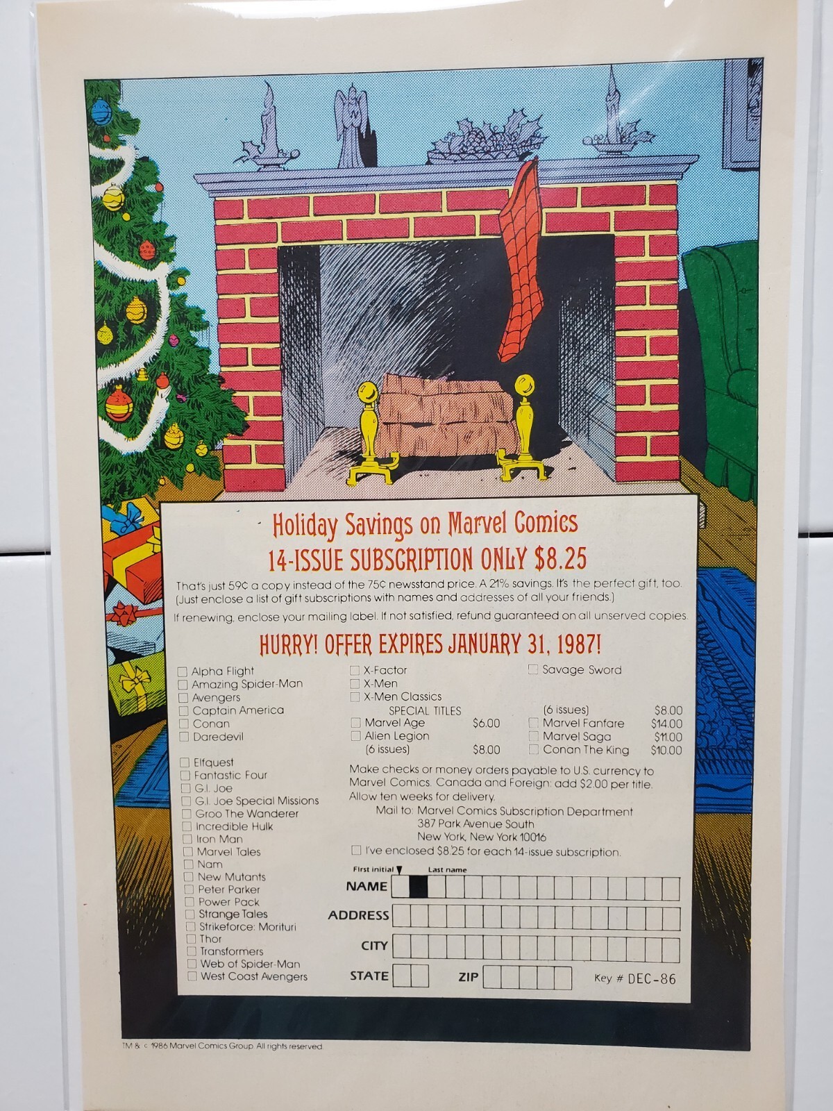 1986 Marvel Comics Subscription Vintage Ad Spiderman Stocking Christmas ...