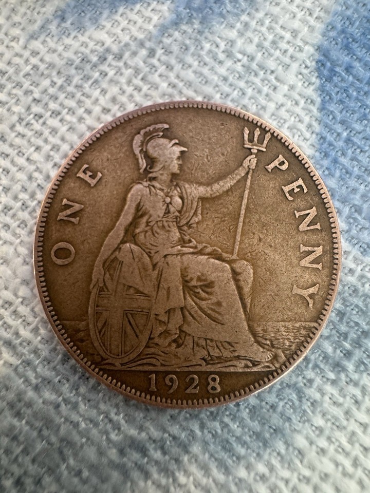 1928 Large One Penny Great Britain Georgivs V Coin | eBay