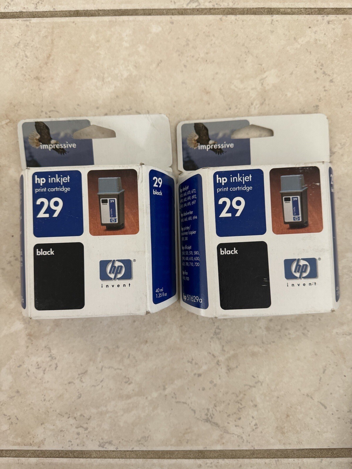 2 Pack oem HP 29 Black Ink Cartridges Twin two Pack SEALED 51629A Exp ...