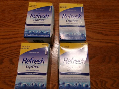 (4) Refresh Optive Lubricant Eye Drops Hydration 60 Vials each READ ...