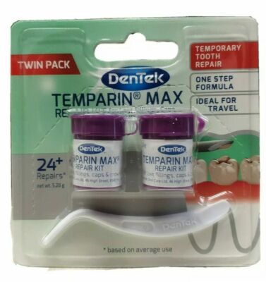DenTek TWIN PACK Temporary Filling Repair Kit Cement Lost Tooth & Loose ...