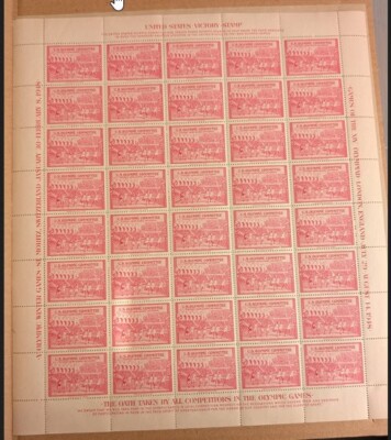 Sheet of 40 Stamps: 1948 U.S. Olympic Committee | eBay
