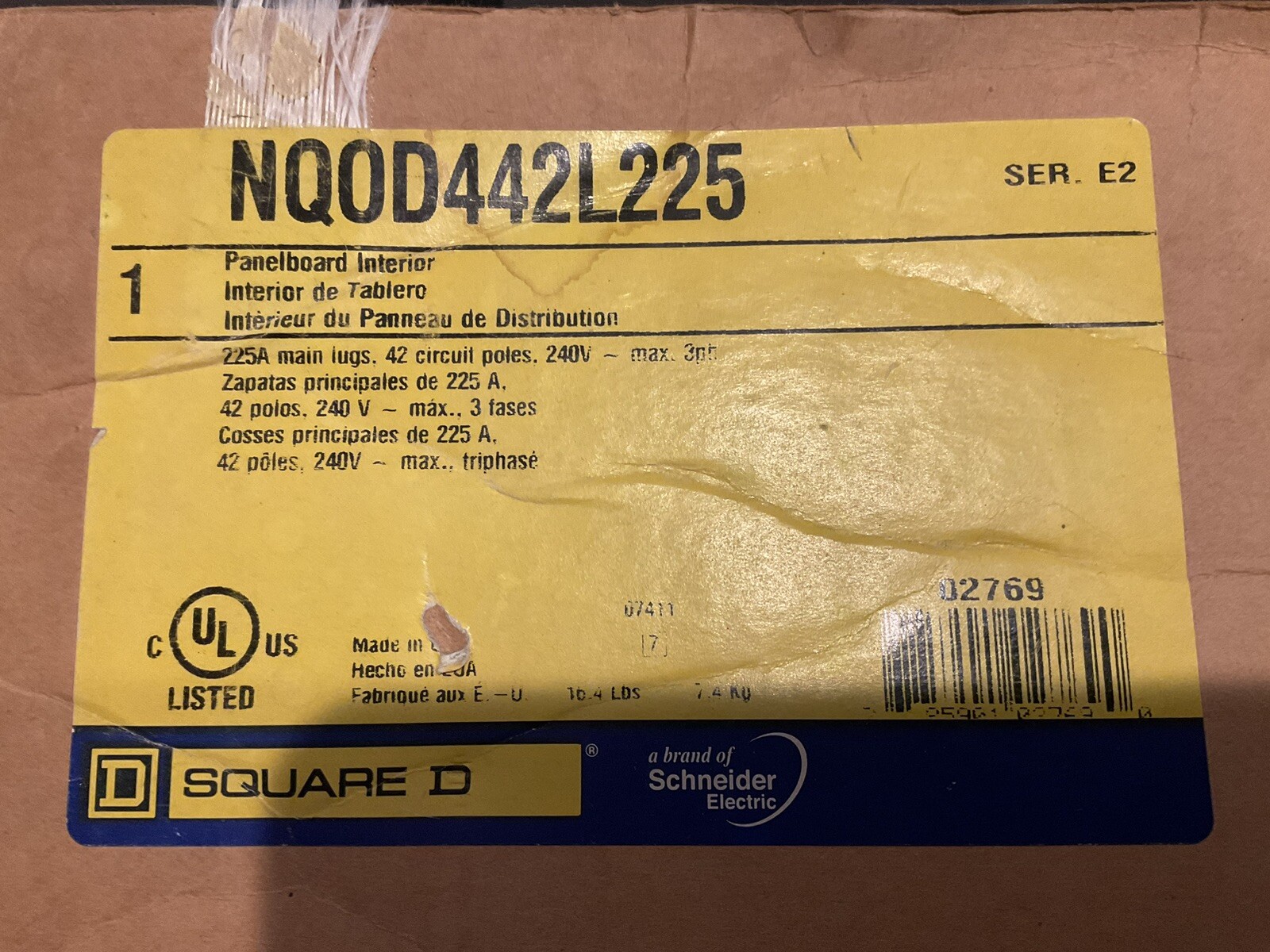 Square+D+NQOD442L225+225+Amp+Main+3+Phase+Panelboard+With+Breakers+42 ...
