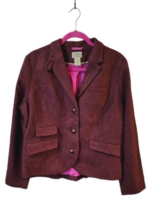 L.L. Bean Vintage Short Maroon 14 Regular Wool Tweed Blazer | eBay
