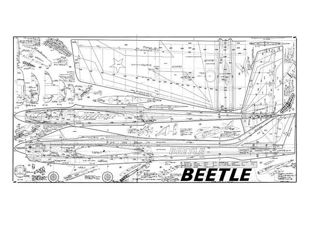 Beetle Pattern Plane 64" WS RC Model Airplane Printed Plans Templates ...