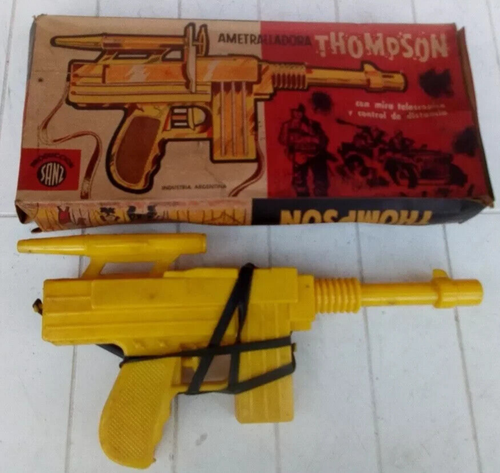 VINTAGE VERY RARE ARGENTINA PLASTIC TOY THOMPSON MACHINE GUN WITH ...