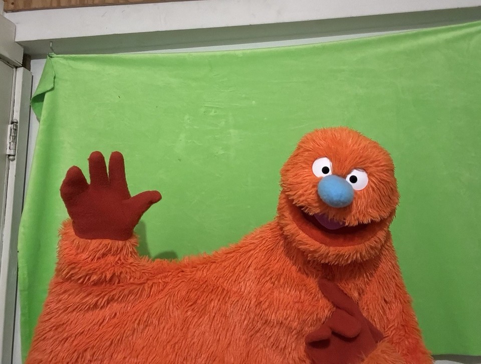 Professional orange live hand monster puppet | eBay