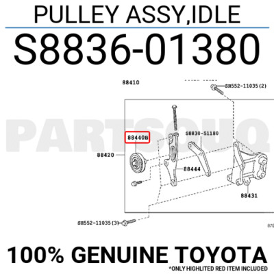 S883601380 Genuine Toyota PULLEY ASSY,IDLE S8836-01380 | eBay
