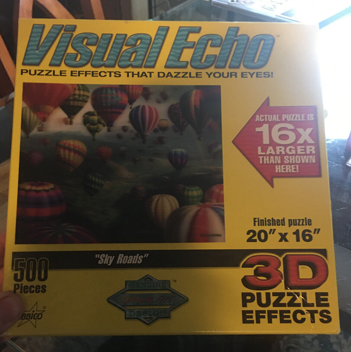 Hobbico Visual Echo 3D Effects Puzzle 'Sky Roads' 500 Pieces Hot Air ...