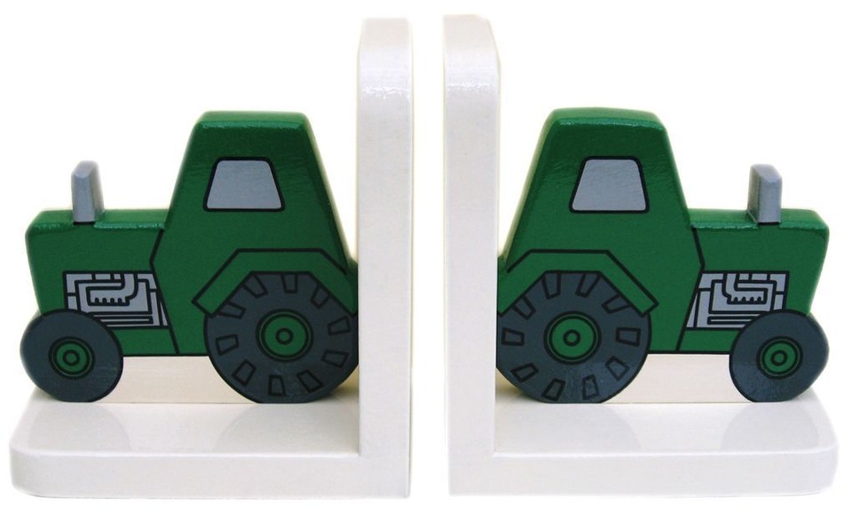 Green Tractor Wooden Bookends For Kids | Childrens Book Ends | Hand ...