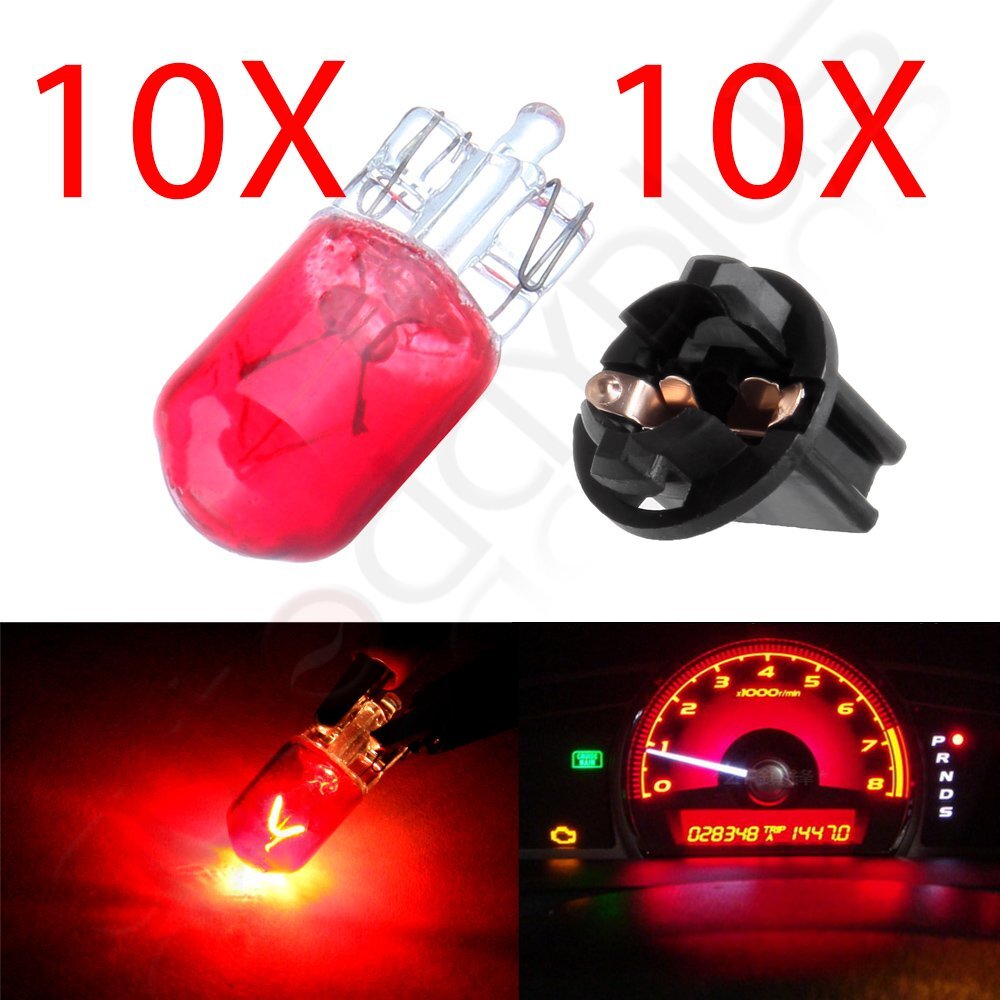 10X T10 RED HALOGEN INSTRUMENT DASH CLUSTER LIGHT BULB WITH 13MM(1/2 ...