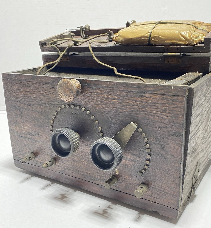 VINTAGE 1920s MARCONI ERA ANTIQUE UNBRANDED HOME BREW CRYSTAL RADIO ...