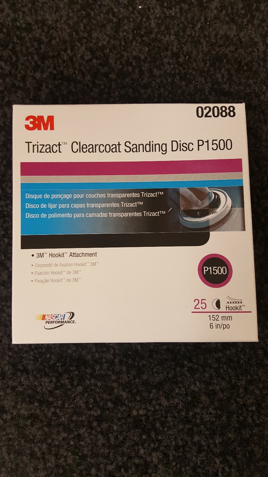 3M 02088 Trizact Hookit 6" Inch P1500 Grit Clear Coat Sanding Disc 5 ...