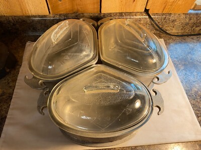 3 Vintage Guardian Service Cast Aluminum 2.5 Quart Casserole Pots w ...