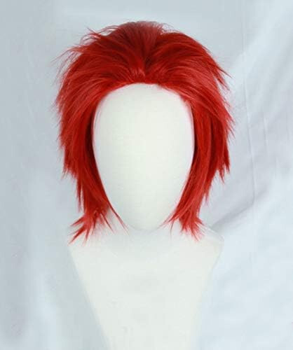Red Shag Costume wig cosplay anime stage party shaggy hero hair male ...