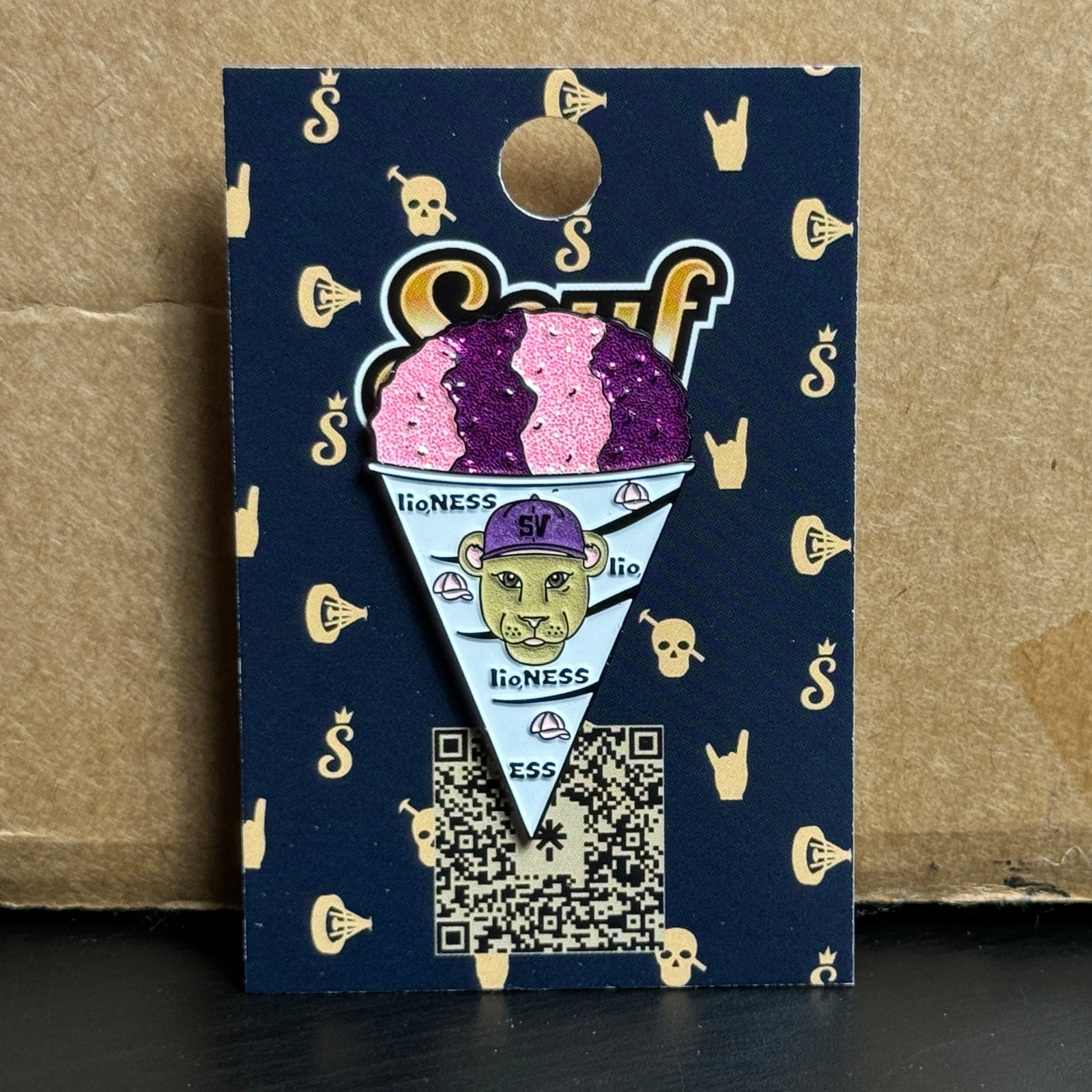 Purple Pink Snow Cone Graphic Pin Ebay