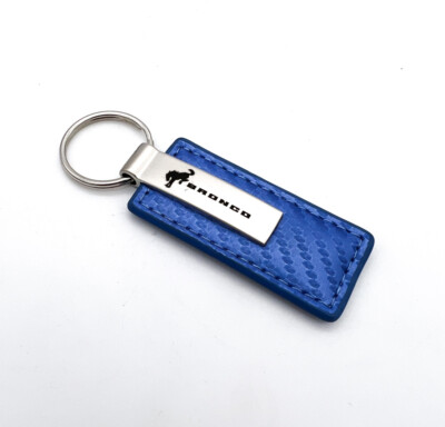Blue Carbon Fiber Rectangle Leather Key Chain Fob w/ 2021 2022 Ford ...