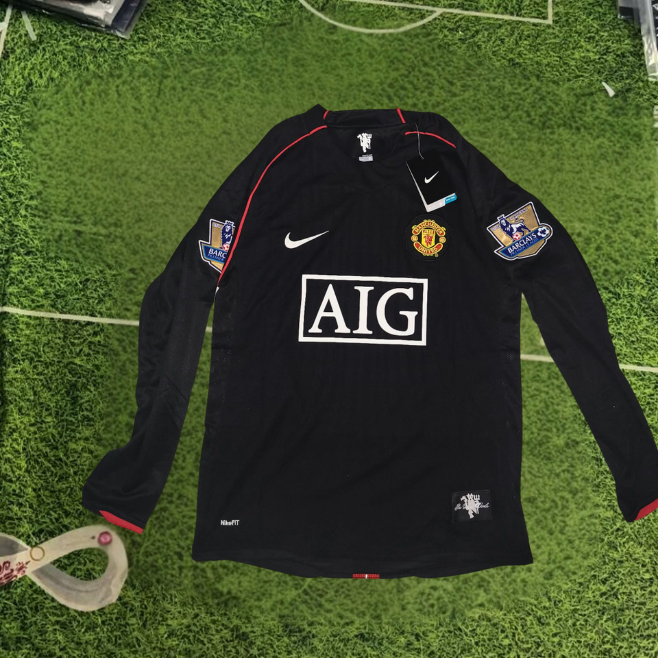 MANCHESTER UNITED 2007/08 RONALDO #7 CR7 AWAY LONG SLEEVE RETRO UCL ...