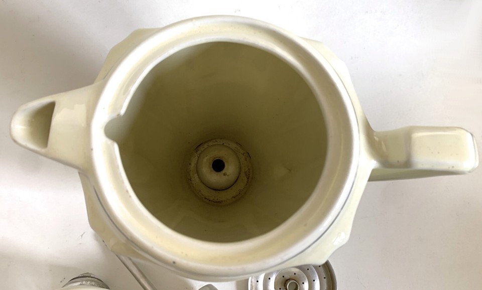 Vtg PORCELIER Porcelain Percolator Coffee Pot Floral Uranium Glaze ...