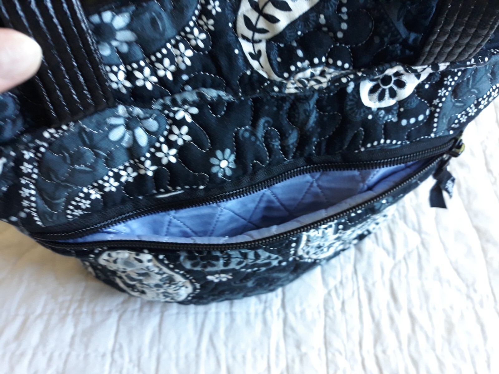 Donna Sharp Black & White Paisley Quilted & Patent Medium Shoulder ...