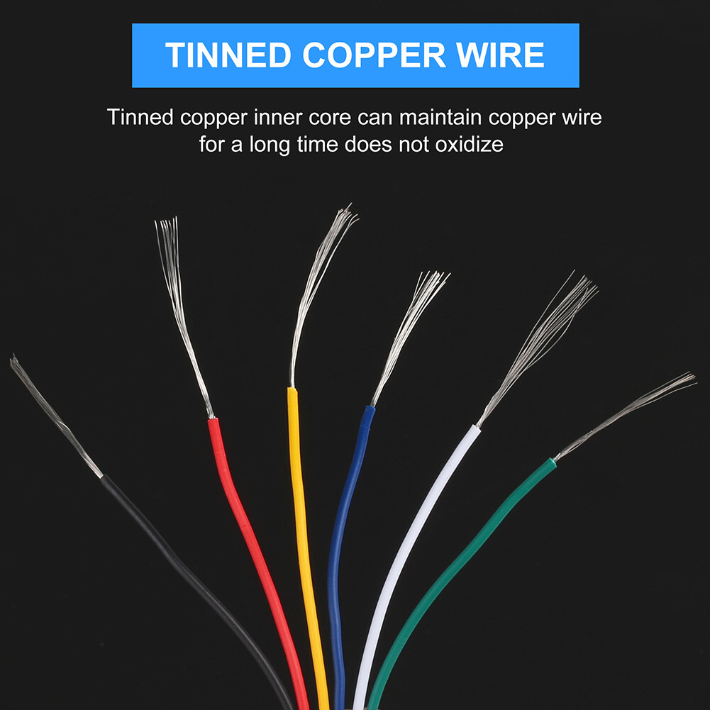 6 Rolls 30ft 22/30 AWG Flexible PVC Electric Wire Hook Up Coper Cable ...