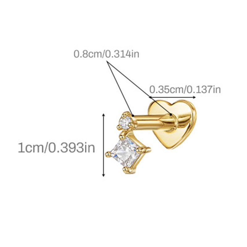 Cartilage Labret Piercing Earrings Stud S925 Silver Crystal Flat Back ...