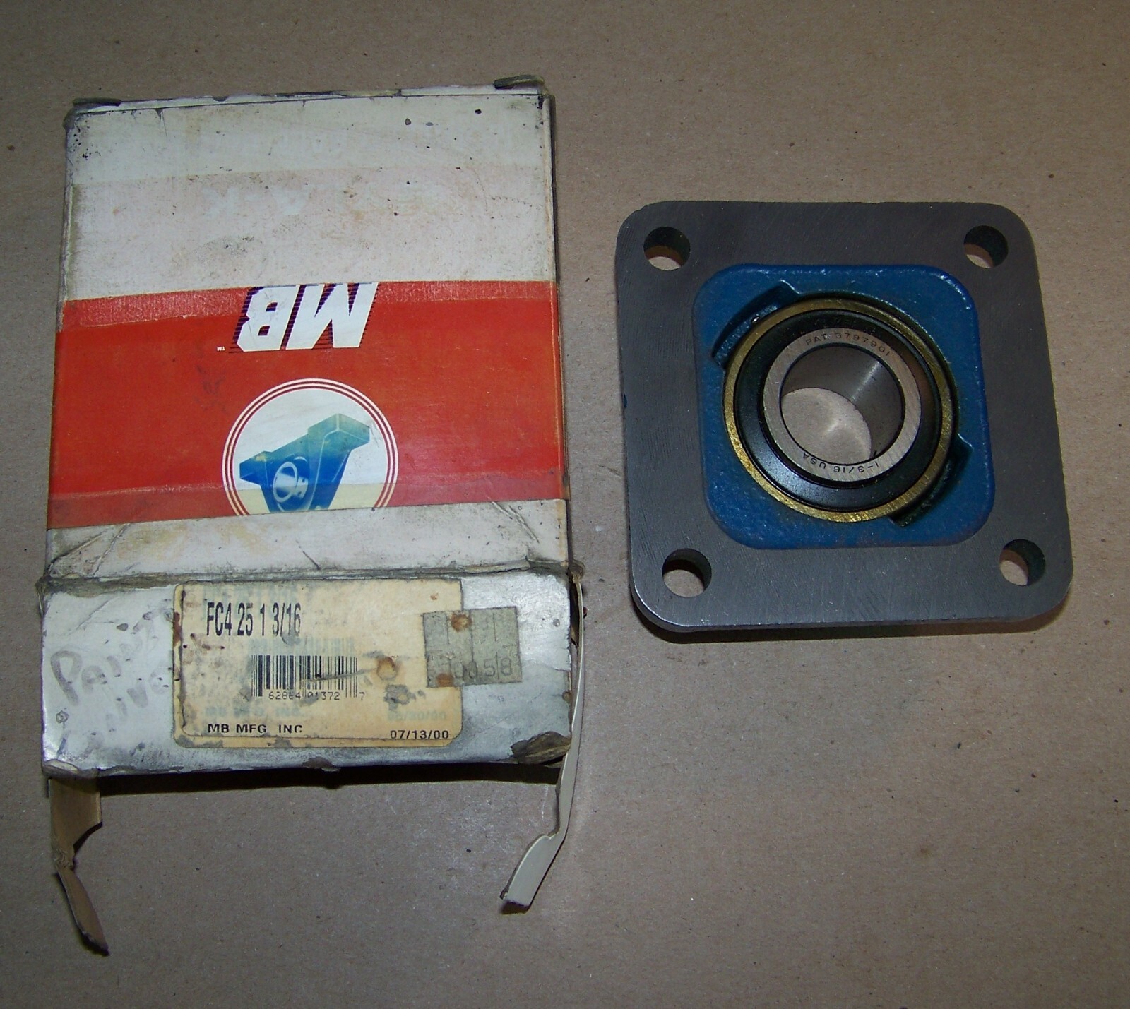 MB NYLA-K 4-BOLT FLANGE BEARING, FC4 25 1-3/16, FC4251316, 1-3/16" BORE ...