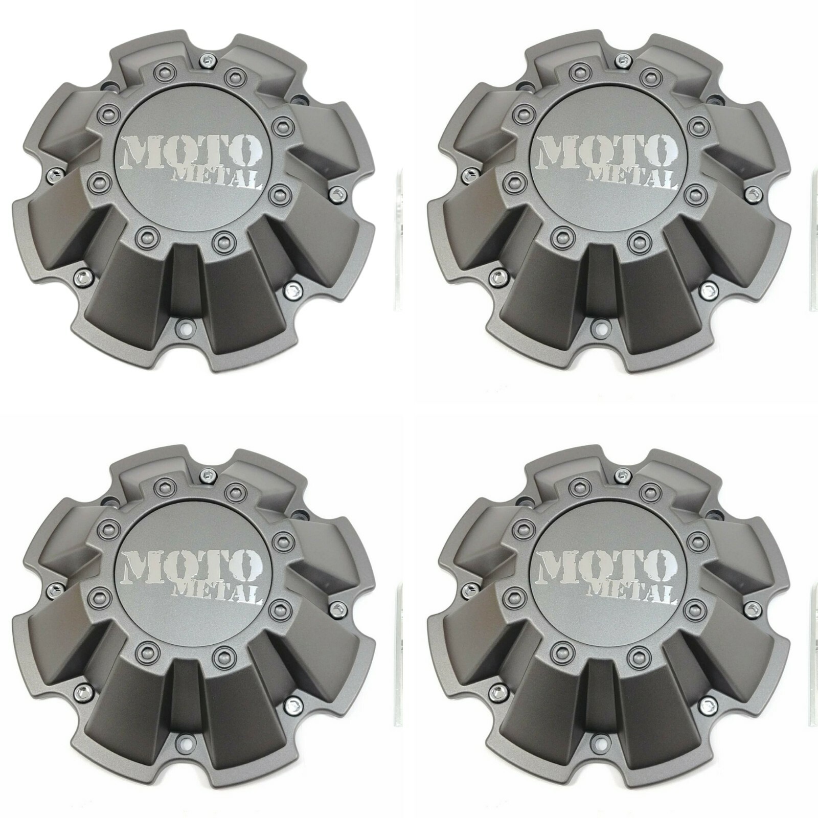 4x NEW Moto Metal Satin Gray Wheel Center Caps w/ Screws 5/6/8 Lug ...