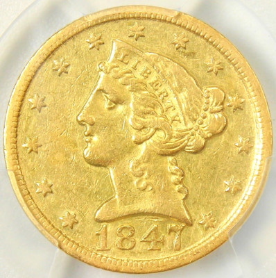 1847-D Liberty Gold Half Eagle $5 - PCGS XF Details - Rare Dahlonega ...