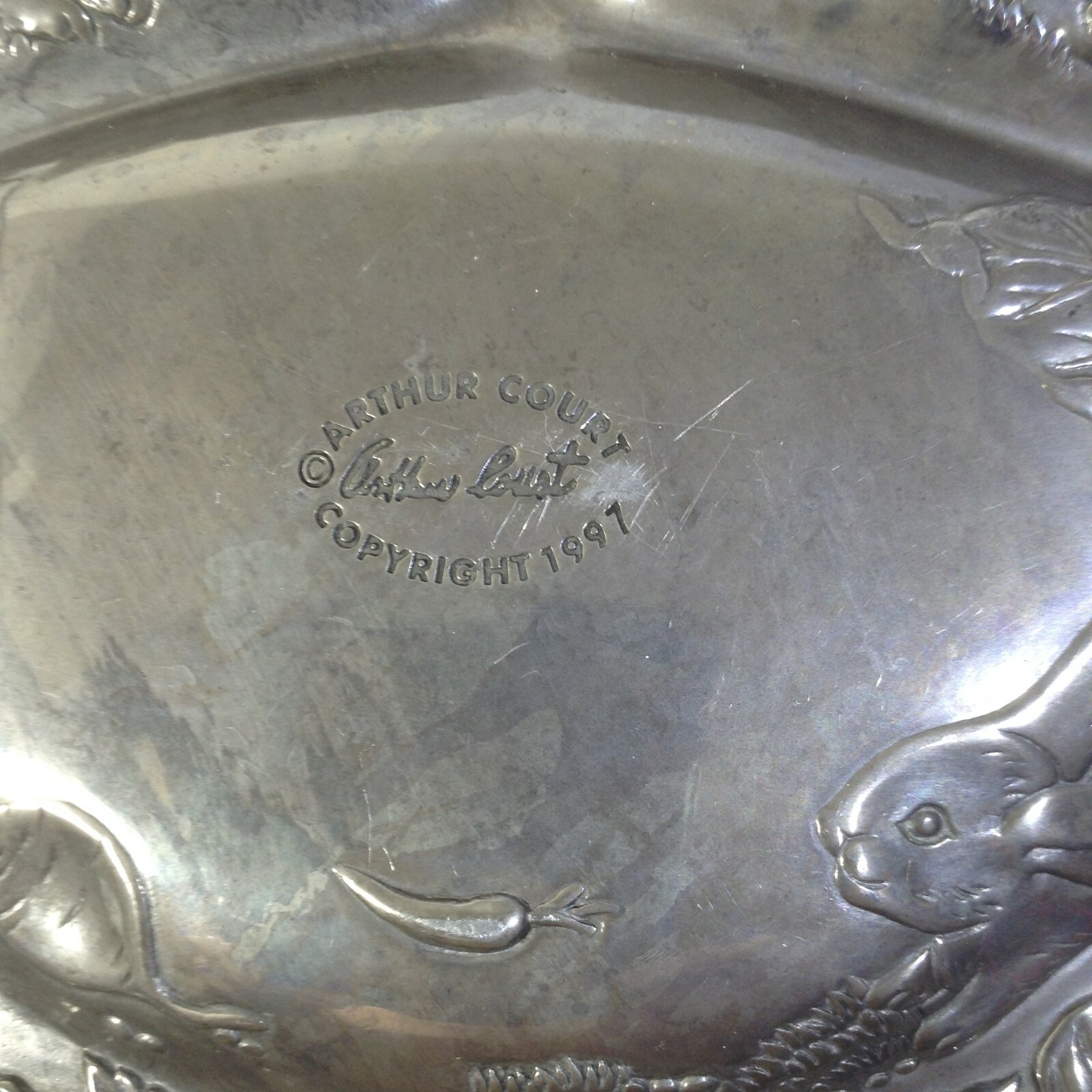 Arthur Court 1997 Pewter 3 Section Divided Tray -Rabbits & Bunnies ...