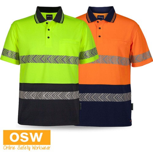 HI VIS Shorts Sleeves Segmented Tape Arrow Style Polo Quick Drying ...