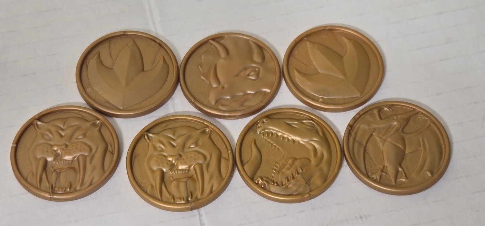 Imaginext Power Rangers Megazord Replacement Gold Coin Discs Lot Of 7 ...