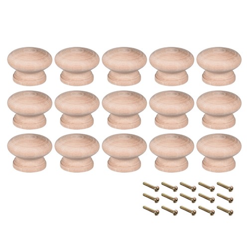 Wooden Knob Pine Cupboard Cabinet Wardrobe Door Drawer Pull Handle 45mm ...