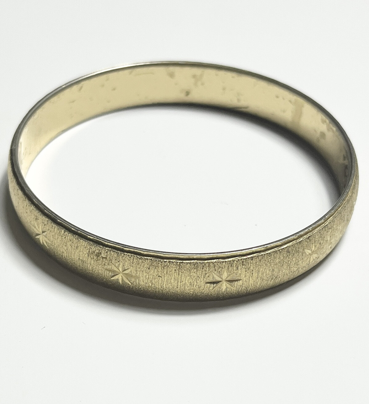 Vintage Monet Etched Star Textured Bangle Bracelet - Gem