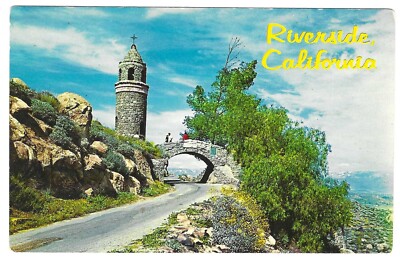 Vintage California Chrome Postcard Riverside Peace Tower Mt Rubidoux | eBay