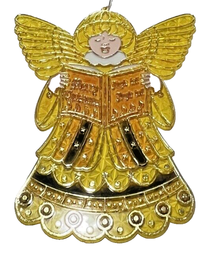 Vtg Crystalline Stained Glass Look Window Decor Christmas Singing Angel ...