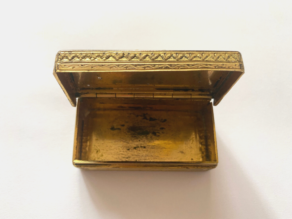 Antique Victorian Metal Gilded Hand Curved Memento Mori Skull Pill Box ...