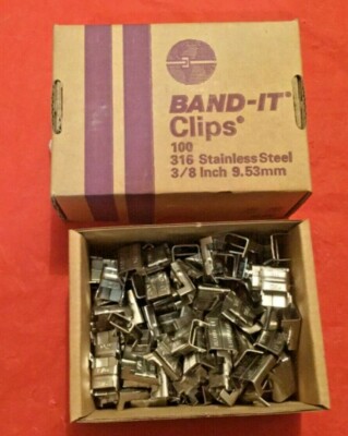 BAND-IT 3/8”/9.53mm 316 S/Steel Clips (THREE Boxes of 100 clips) | eBay ...