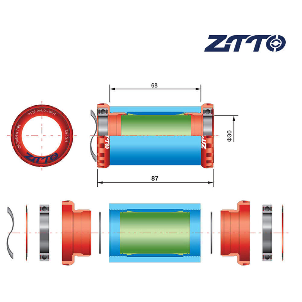 Bottom Bracket-BB30/30mm Axle on BSA BSA30 Fit FSA/ROTOR 3D/SRAM bsa68 ...