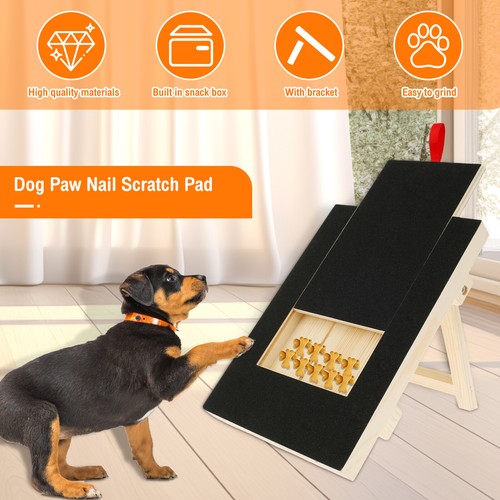 Dog Nail Scratch Board with Built-in Treat Box Wood Dog Scratch Pad ...