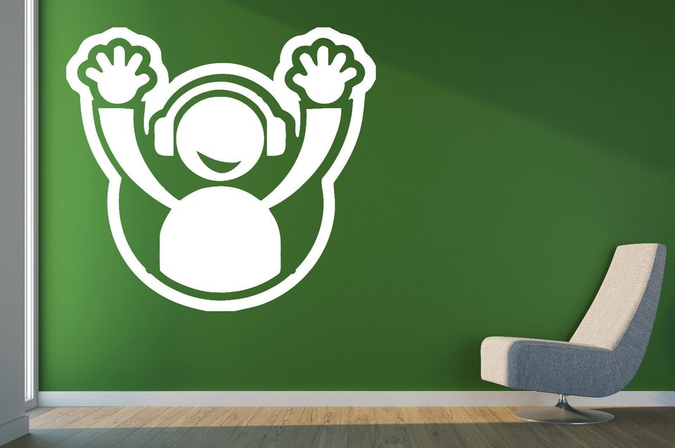 Wall Vinyl Sticker DJ Headphone Plate Hands Up Club Party Decor (n496 ...
