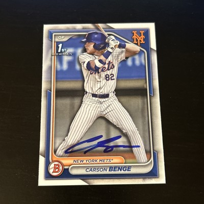 Carson Benge Signed 2024 Bowman Draft 1st RC IP Autograph New York Mets ...