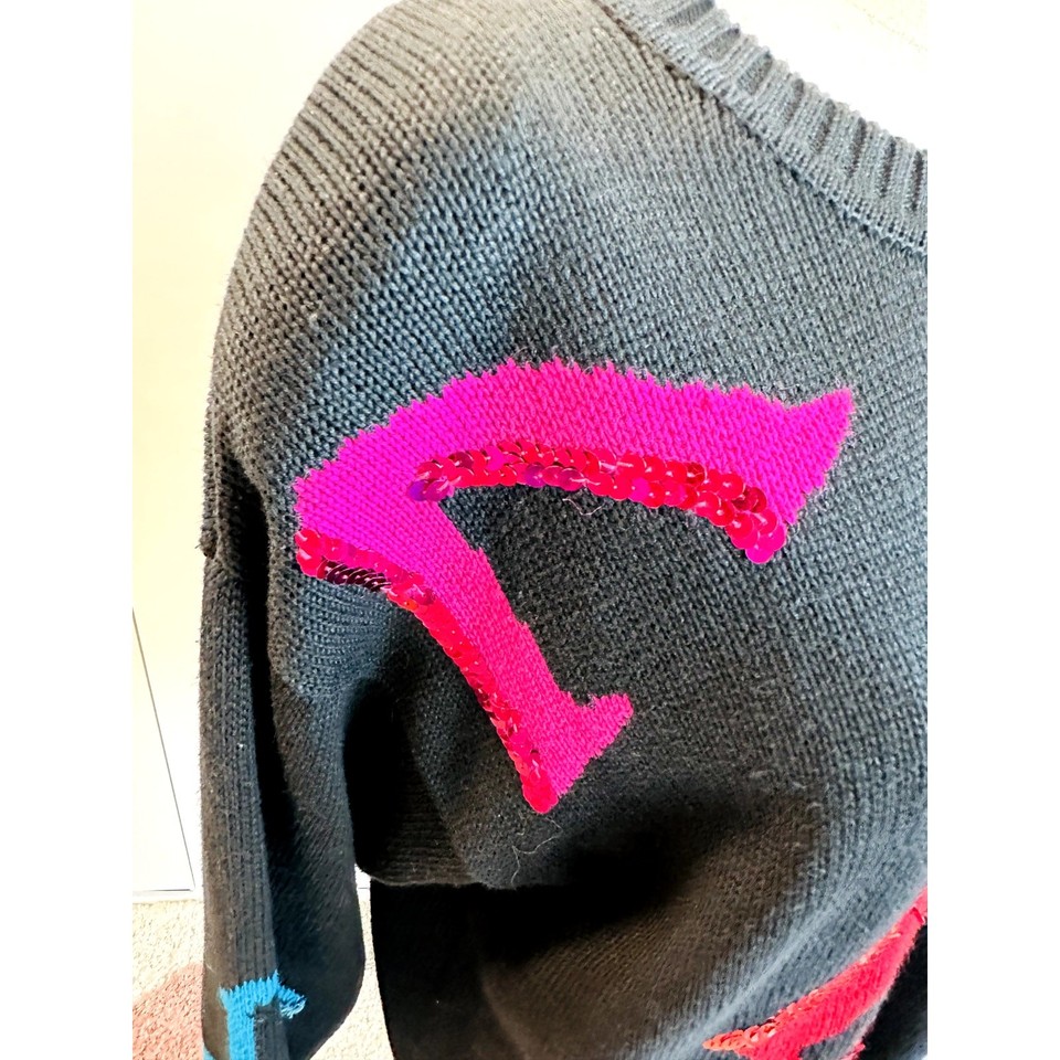 Vintage 90s Chaus Sport Sweater Women’s Size M Black Sequin Roman ...